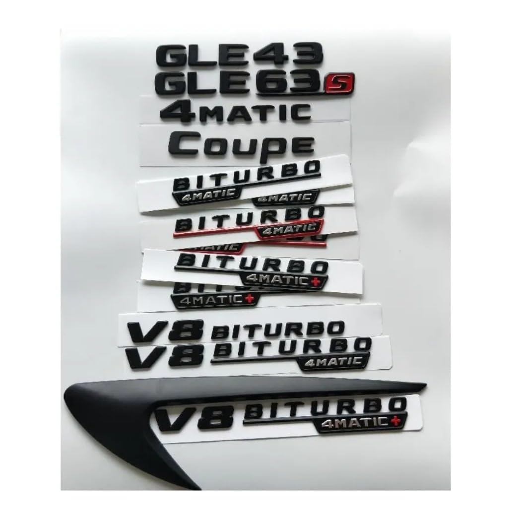 Amazon.com: Flat Matte Black Letters GLE43 GLE53 GLE63 V8 BITURBO ...