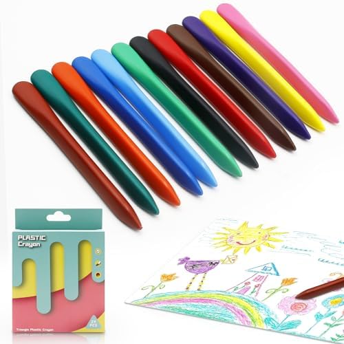 Aolso Washable Crayons for Toddlers, 12 Colors Non-Toxic Crayons ...