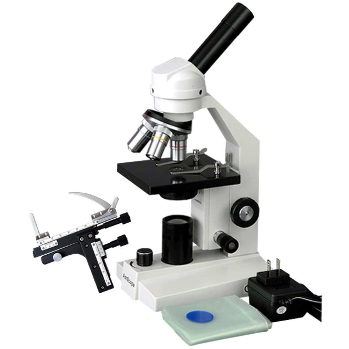 AmScope M200B-MS-LED Cordless Compound Monocular Microscope, WF10x and ...