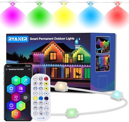 Smart Permanent Outdoor Lights Christmas 100FT Smart Eaves Lights IP67 ...