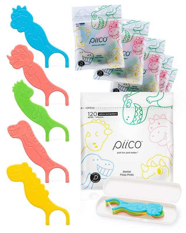 Buy Piico Unflavored Kids Floss - No Fluoride Dual Line Dental Floss ...