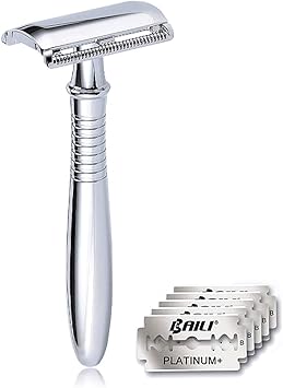 Amazon.com: BAILI Classic 3-Piece Metal Double Edge Eco Safety Razor ...