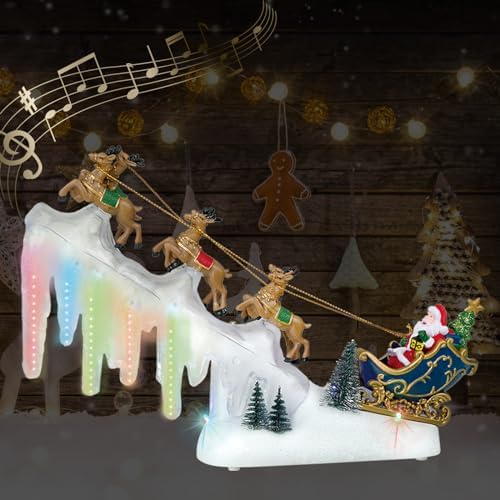 Amazon.com: oclchnilx Christmas Santa's Sleigh with 6 Reindeers ...