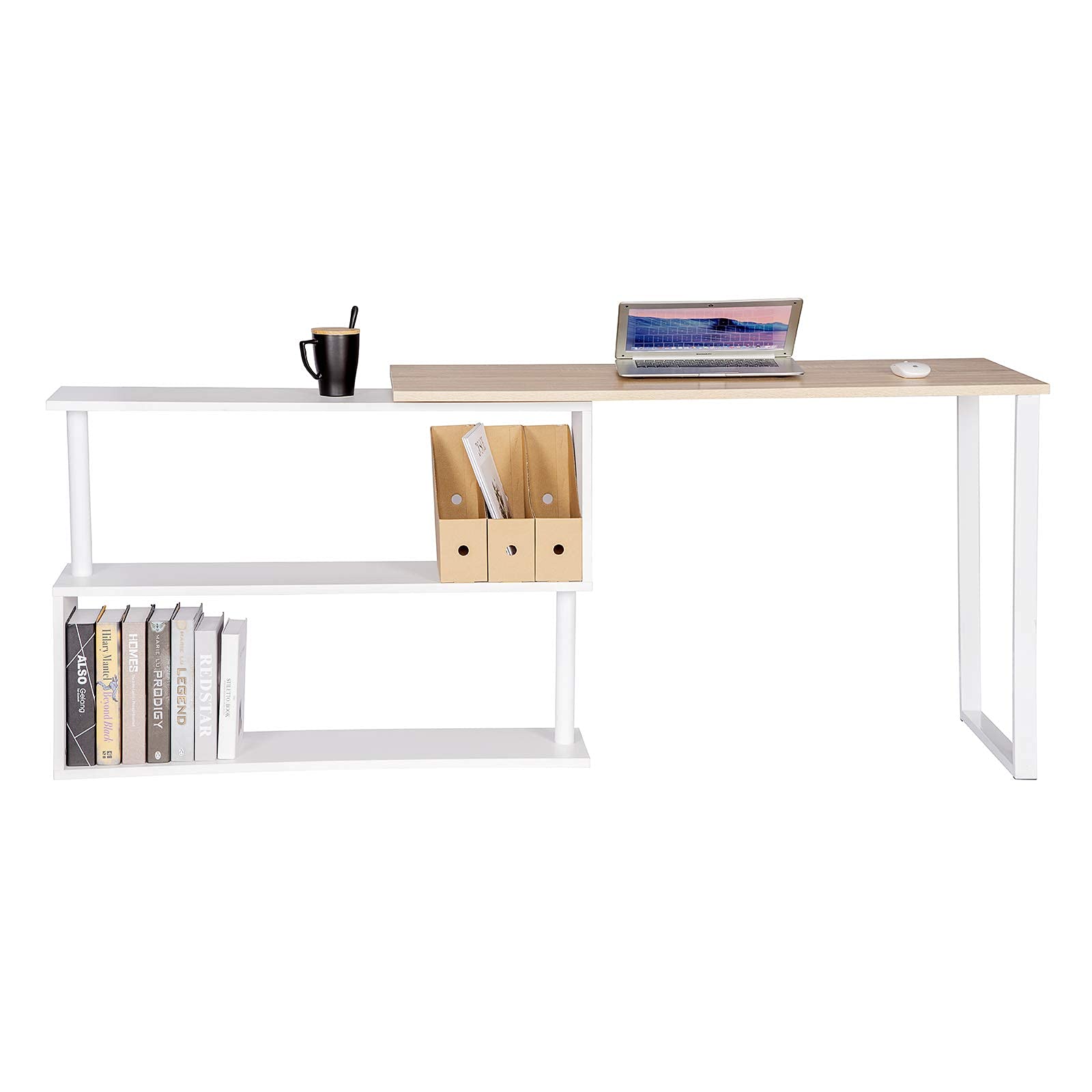 Buy WOLTU Computer Office Desk Wood L-Shaped Corner Desk with Shelves ...