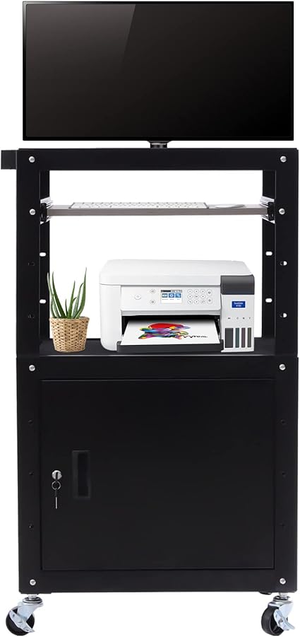 Amazon.com : Steel Large AV Cart with Extra Storage 4.9ft Adjustable ...