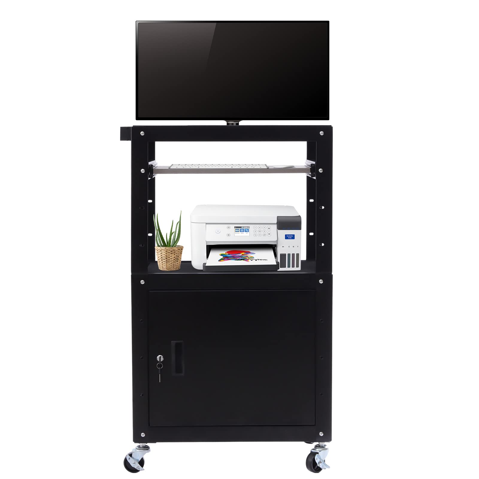 Amazon.com : Steel Large AV Cart with Extra Storage 4.9ft Adjustable ...