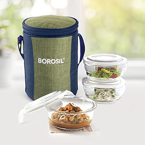 Buy Borosil Gourmet Borosilicate Glass Lunchbox with Bag | 3 pc Set ...