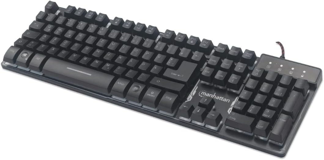 Manhattan - Teclado USB Gaming con Luces LED, Edición Base Metálica, 12 ...