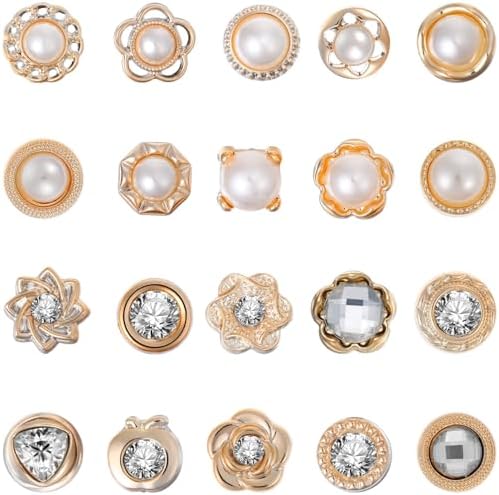 Amazon.com: 96 Sets Pearl Brooch Buttons, No Sew Instant Removable ...