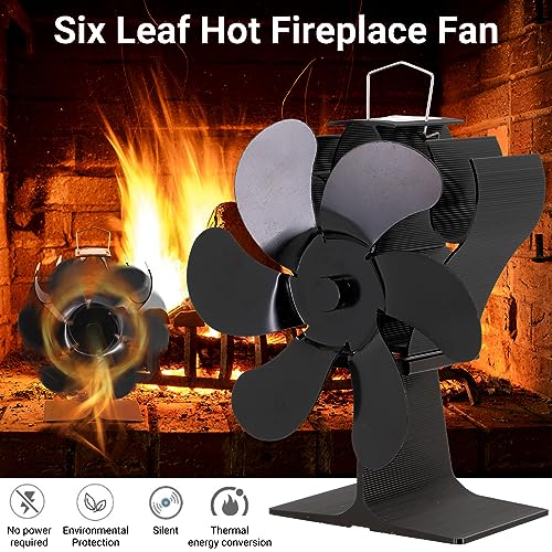 HshDUti Log Burner Fan Wood Stove Fan Small,6 Blades Wood Burning Stove ...