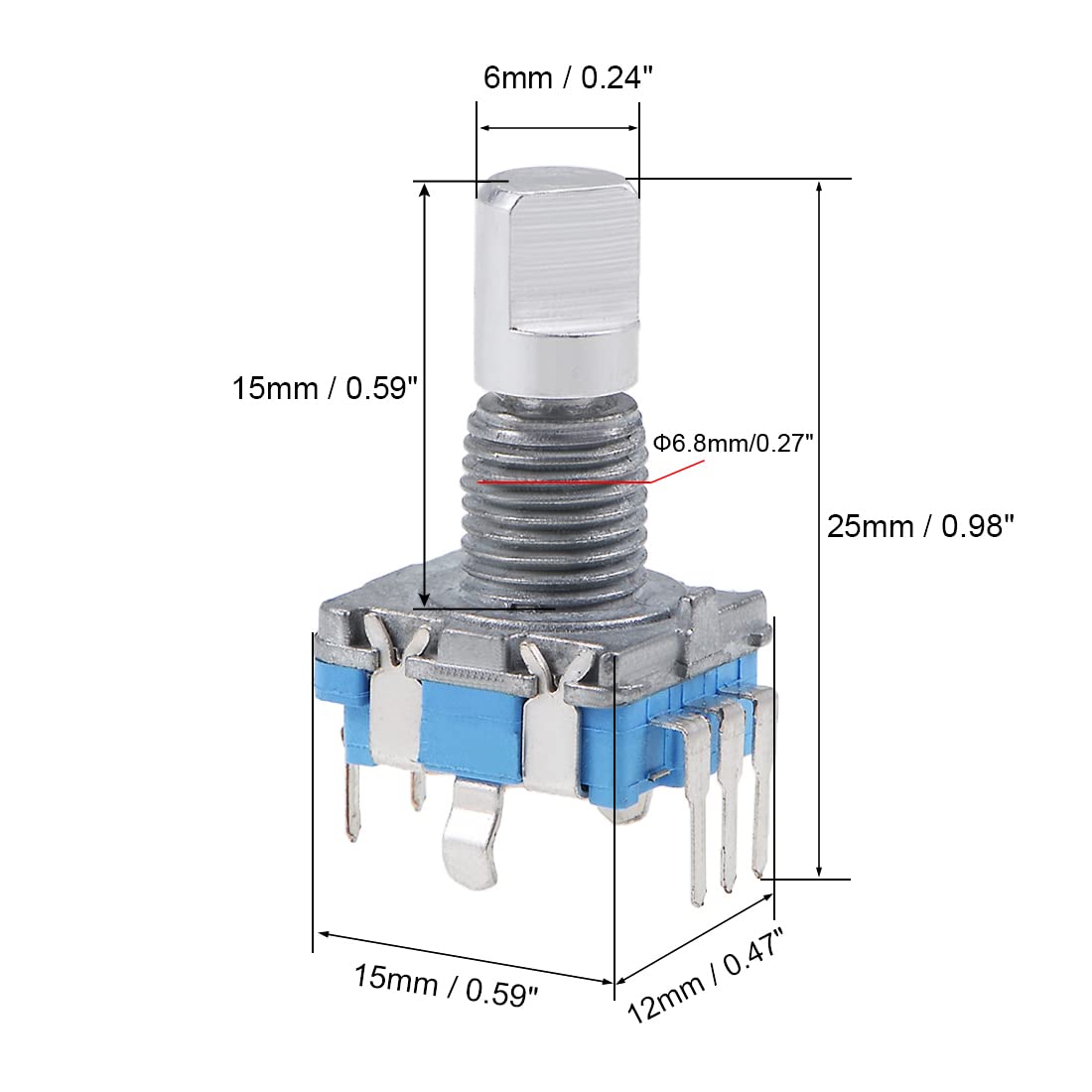 Buy sourcing map 360 Degree Rotary Encoder Code Switch Digital Potentiometer 5 Pins 15mm D-Shaft ...
