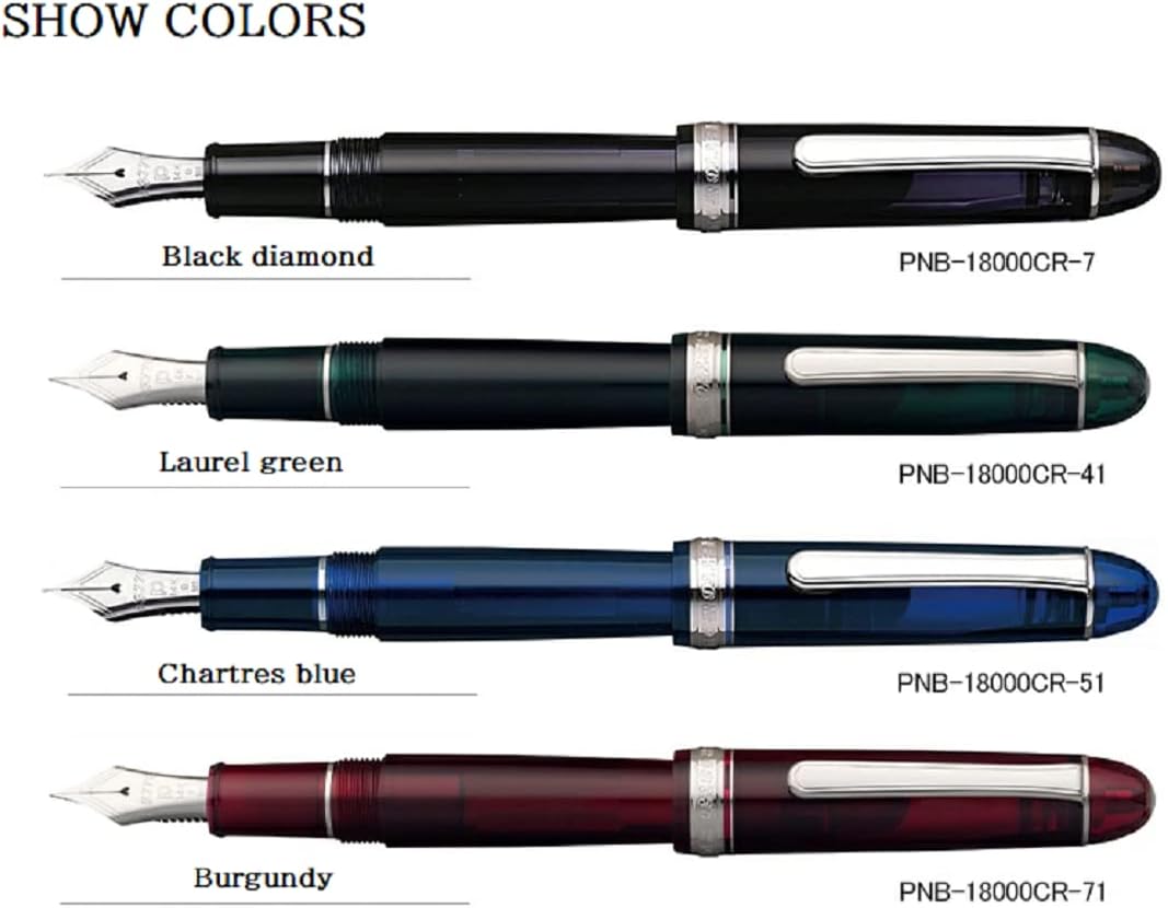 Pluma estilográfica Platinum #3776 Century Rhodium Finish Chartres Blue ...