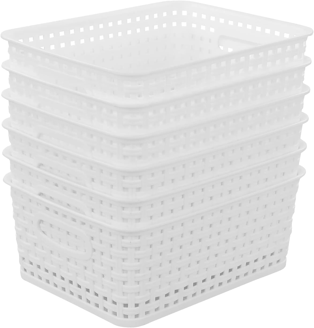 Eudokky Plastic Colored Storage Baskets, Small Woven Baskets Set of 6 ...