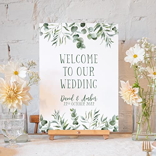 Personalised welcome to our wedding sign with choice of easel | A4 or ...