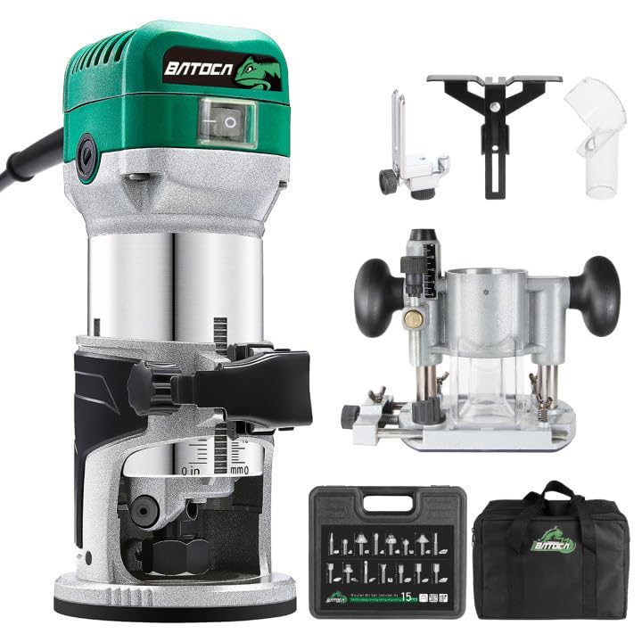 BATOCA Plunge Router Kit, 1-1/4 HP Max Torque Router Tool with Fixed ...