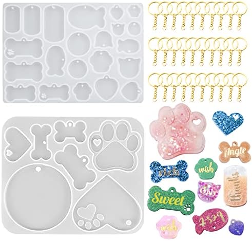 Amazon.com: JEZOMONY Pet Tag Resin Mold, 2 Pack Dog and Cat Tag Molds ...