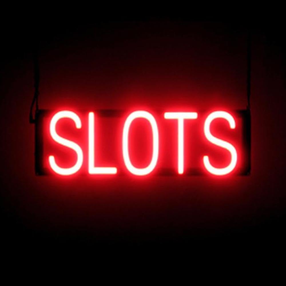 SpellBrite SLOTS Sign | Neon Slots Sign Look, Red LED Light Source ...