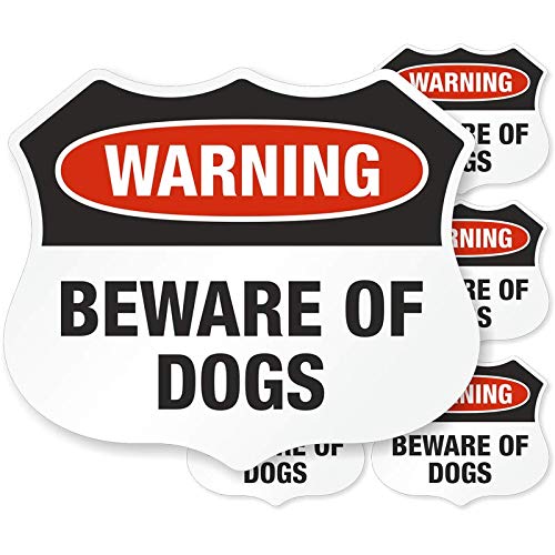 Amazon.com: SmartSign Beware of Dogs Warning Decals Set of 5 ...