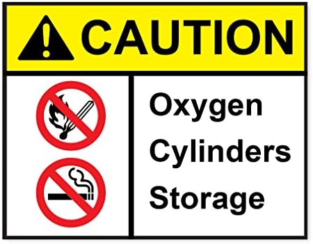 Landing Designs CAUTION OXYGEN CYLINDER STORAGE Red Vinyl Safety ...