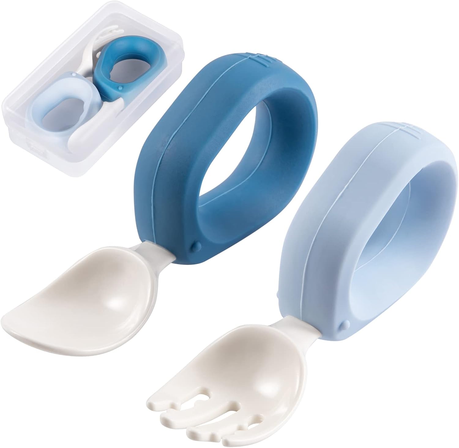 Amazon.com: HIWOOD Baby Self Feeding Training Spoon and Fork Set with ...