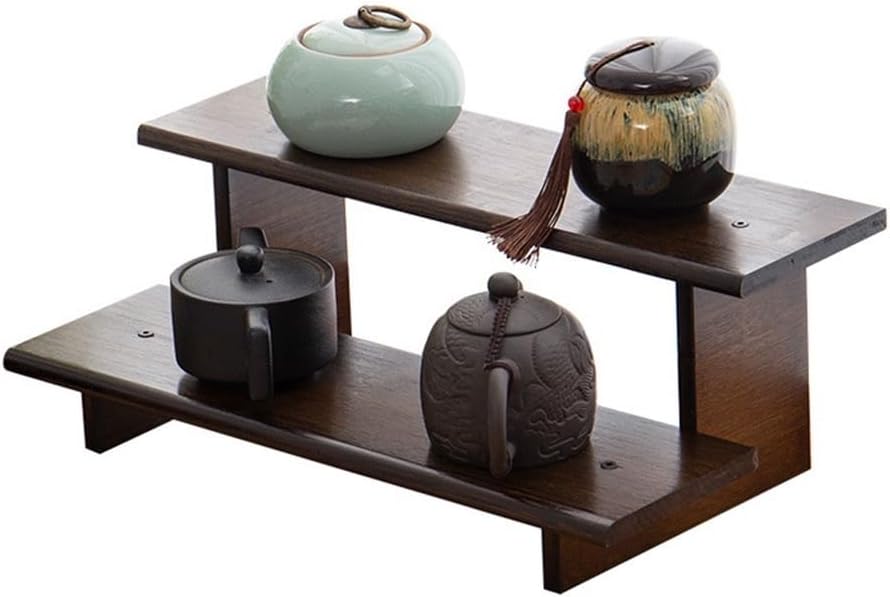 Amazon.com: Desktop Storage Rack, 2 Tier Wood Coffee Mug Stand Storage ...