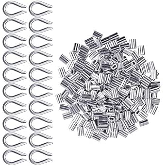 Aluminum Sleeves Clips 200 Pcs for Wire Rope 2mm Diameter Cable ...