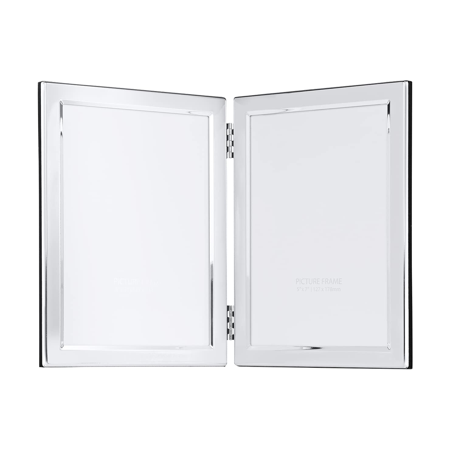 Quality Modern Shiny Silver Plated Contemporary 5" x 7" Double Hinged ...