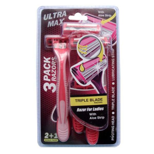Amazon.com: Ultra Max Triple Blade Razors with Aloe Strip - 3 Pack ...