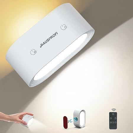 HAUSPROFI LED Wall Light, Battery Operated Wall Lights with Remote ...