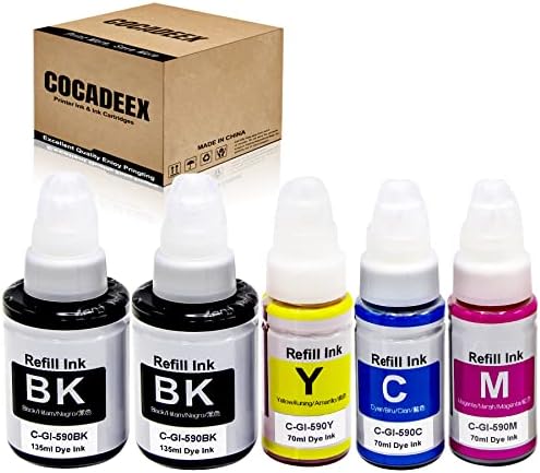 COCADEEX Lot de 5 bouteilles d'encre GI-590 pour imprimantes PIXMA ...