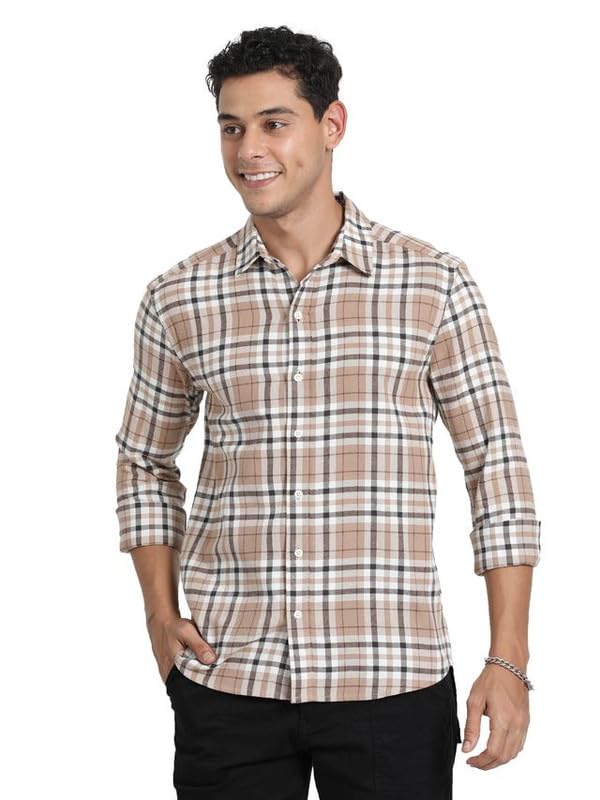 GLORYBOYZ Check Shirt for Men Full Sleeves Formal Check Shirts Slim Fit ...