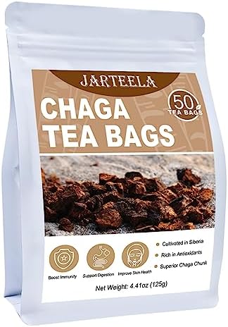Amazon.com : Jarteela - Chaga Tea, 50 Teabags, 2.5g/bag - Chaga ...