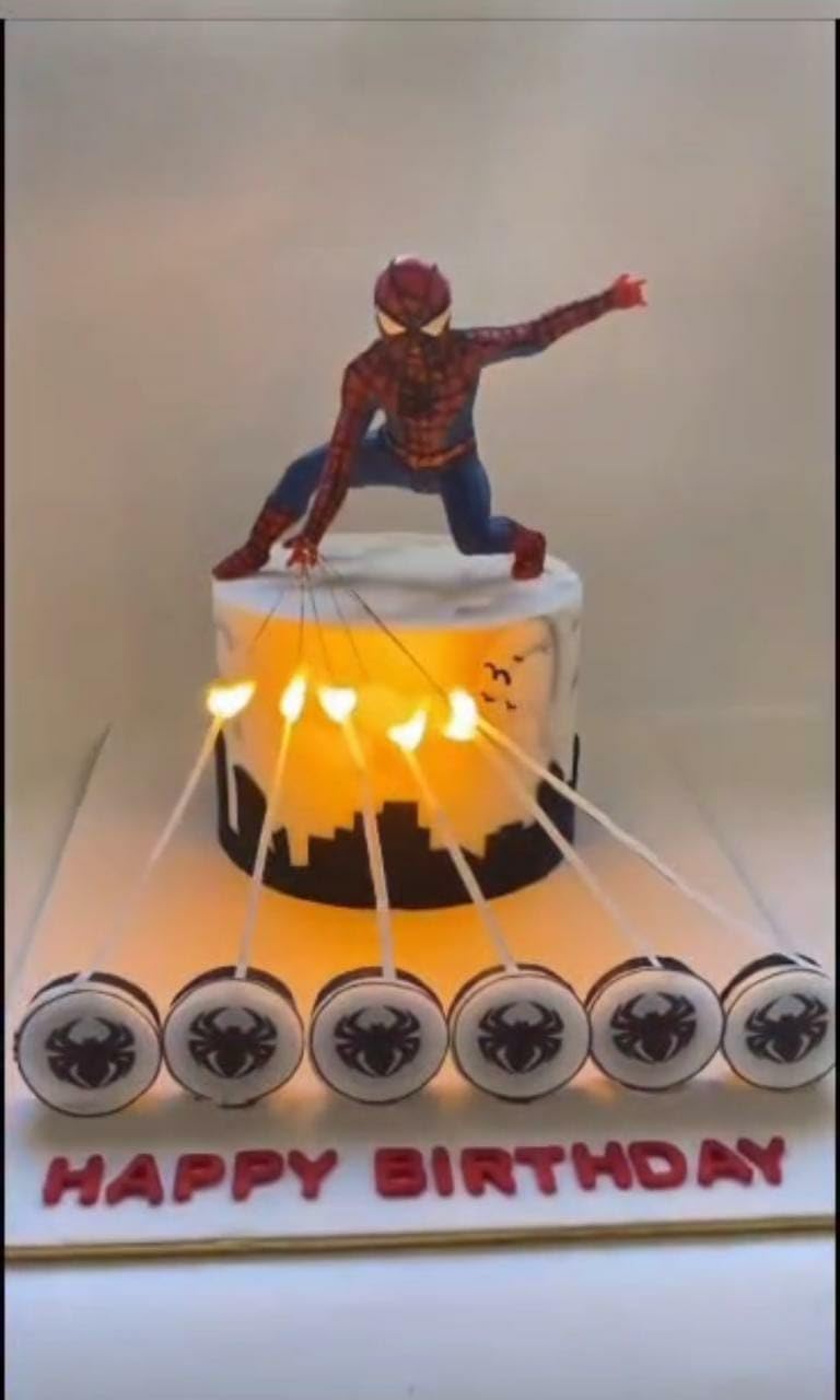 Fire Spider Man Cake