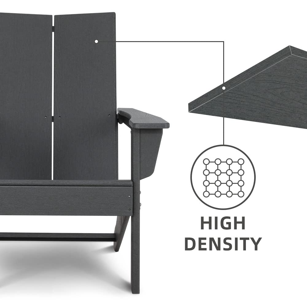 AGT Modern Curveback Adirondack Chair, Elegant Double Plate Design ...