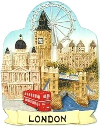 London Fridge Magnet Souvenir Gift Scenic Landmarks Big Ben Red Bus ...
