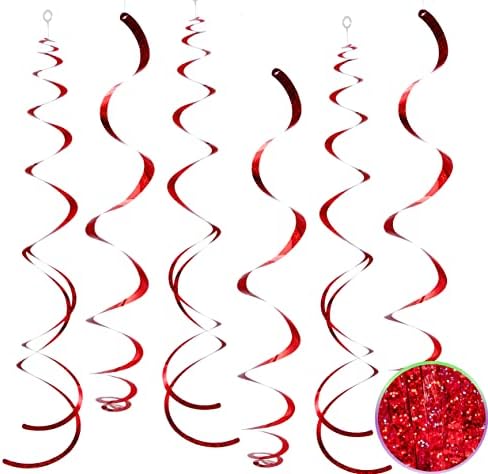 Amazon.com: 30 pcs Red Hanging Swirls Decorations Swirl Party ...
