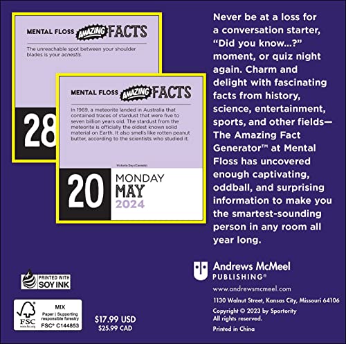 Snapklik Amazing Facts From Mental Floss 2024 Day To Day Calendar