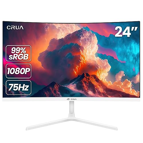 CRUA 24-Inch FHD Curved Monitor for Home, Office and Dormitory