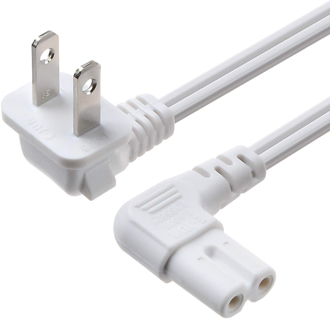 Amazon.com: Universal 2 Prong Angled 18 AWG Power Cord - NEMA 1-15P to ...
