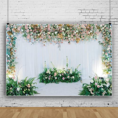 OFILA Wedding Floral Wall Backdrop 3x2m White Flowers Curtain Photo ...
