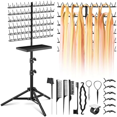 Amazon.com : poipoilu Height Adjustable Braiding Hair Rack 168 pegs ...