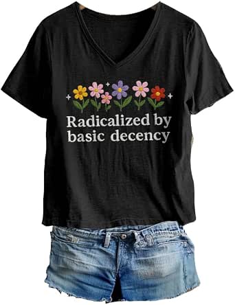 Amazon.com: Women'S Fdt Print V-Neck T-Shirt Vintage Radicalized By ...