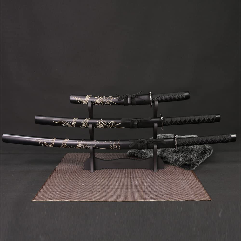 IUWEN Handmade Katana Japanese ,Katana Samurai Sword Set, 3 Piece ...