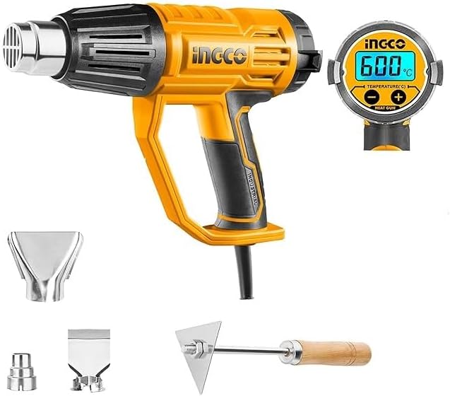 INGCO Heat Gun with 3 Nozzles, LCD Display Precise Temperature Hot Air ...