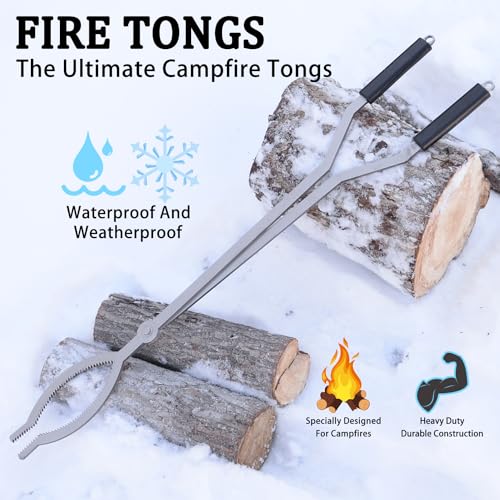 Snapklik.com : 40 Fire Tongs Firewood Grabbers, Stainless Steel Large ...