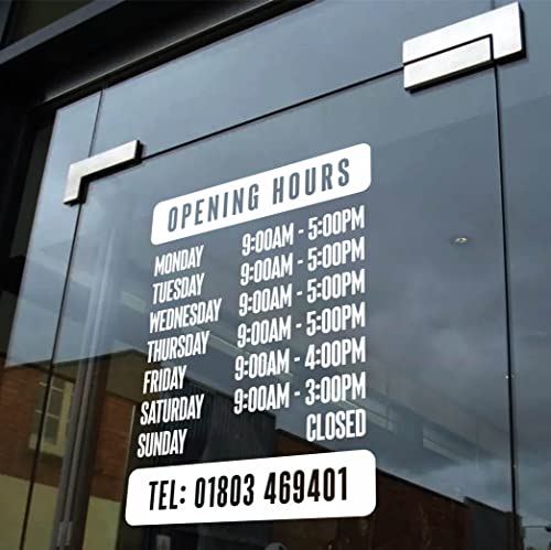Business Opening Hours Signage | Custom Vinyl Decal for Windows,Walls ...