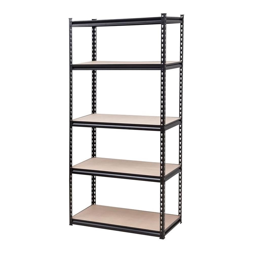 5 Tier Metal Boltless Storage Shelving In Black And Wooden | Desertcart ...