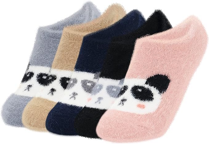 Buy WKLOUYHE Winter Woolen Fuzzy Cute Cartoon Strip face Winter Socks ...