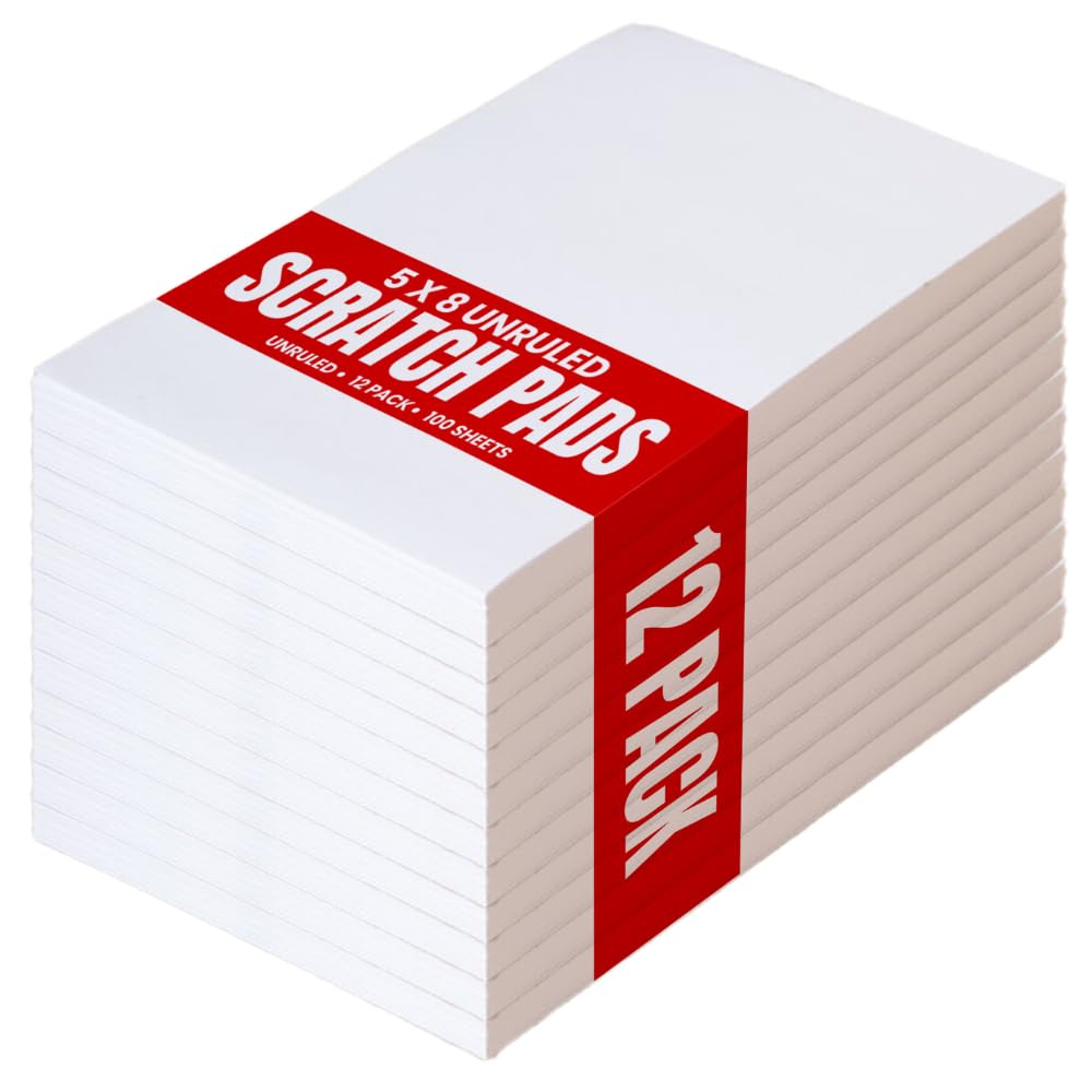 Amazon.com : 1InTheOffice Memo Pads 5x8, Memo Note Pads, Unruled White ...