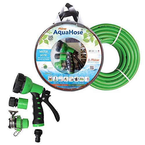 AquaHose Water Hose Set 7.5mtr ISI Hose Green (12.5mm ID) (Soft Grip 7 ...